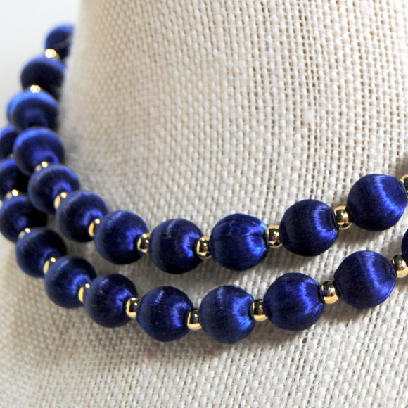 Jewelry | Silk Thread Wrapped Bead Gold Connectors Necklace | Poshmark